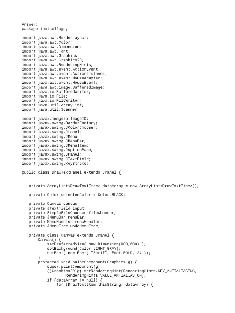 Java Text Drawing Application Code | PDF | Computer Programming | Software