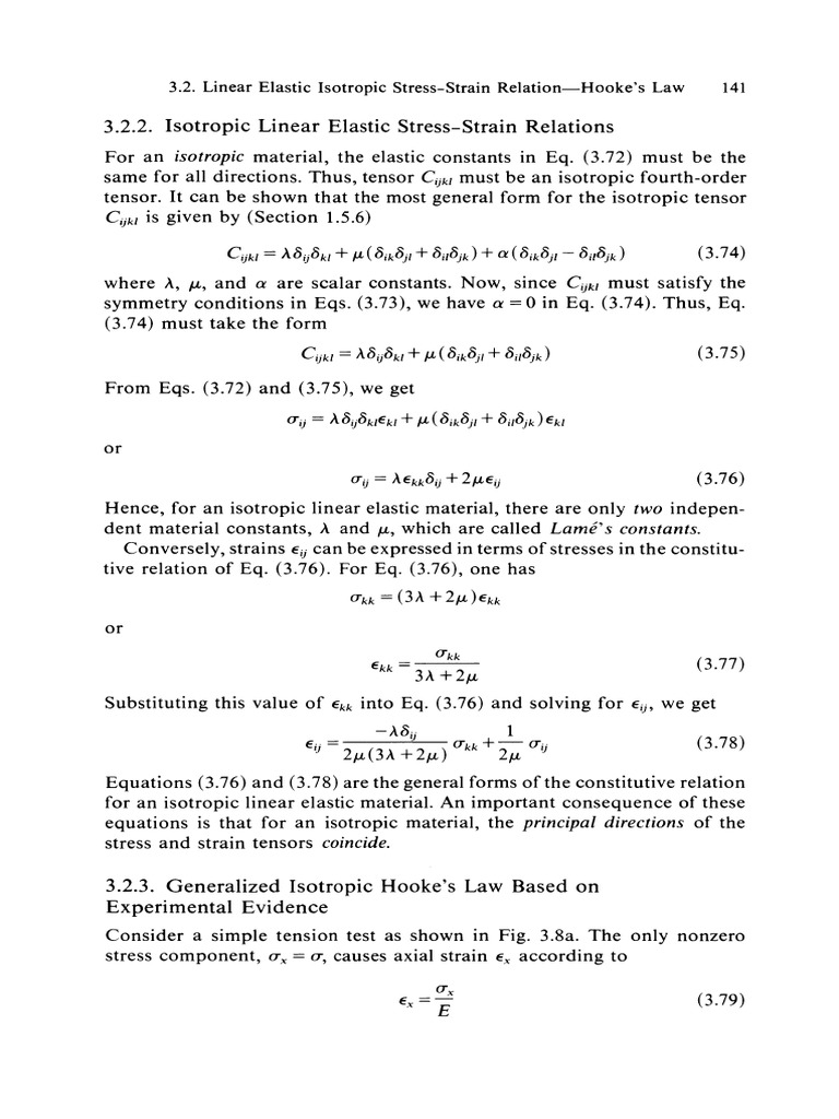 Determining the Stress-Strain Relations for Isotropic Linear Elastic Materials Using Lame's ...