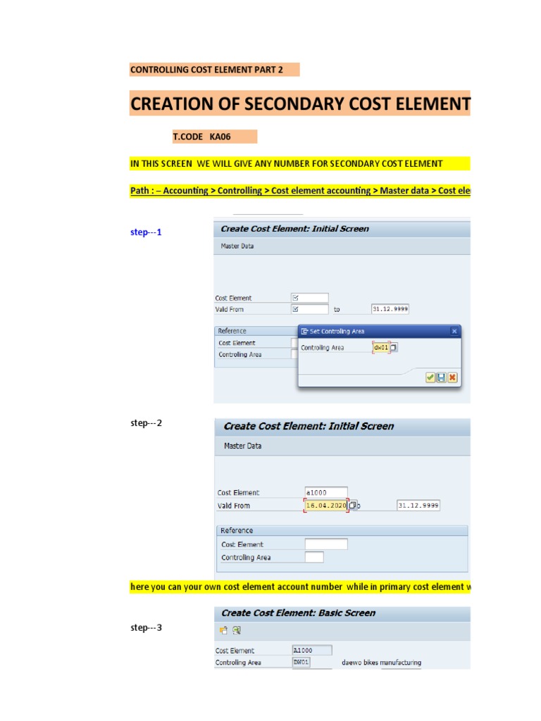 Creating Secondary Cost Elements in SAP | PDF | Computing | Information ...