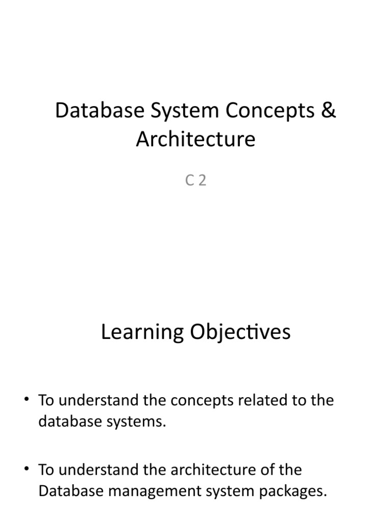 Database System Concepts And Architecture Pdf Data Model Databases