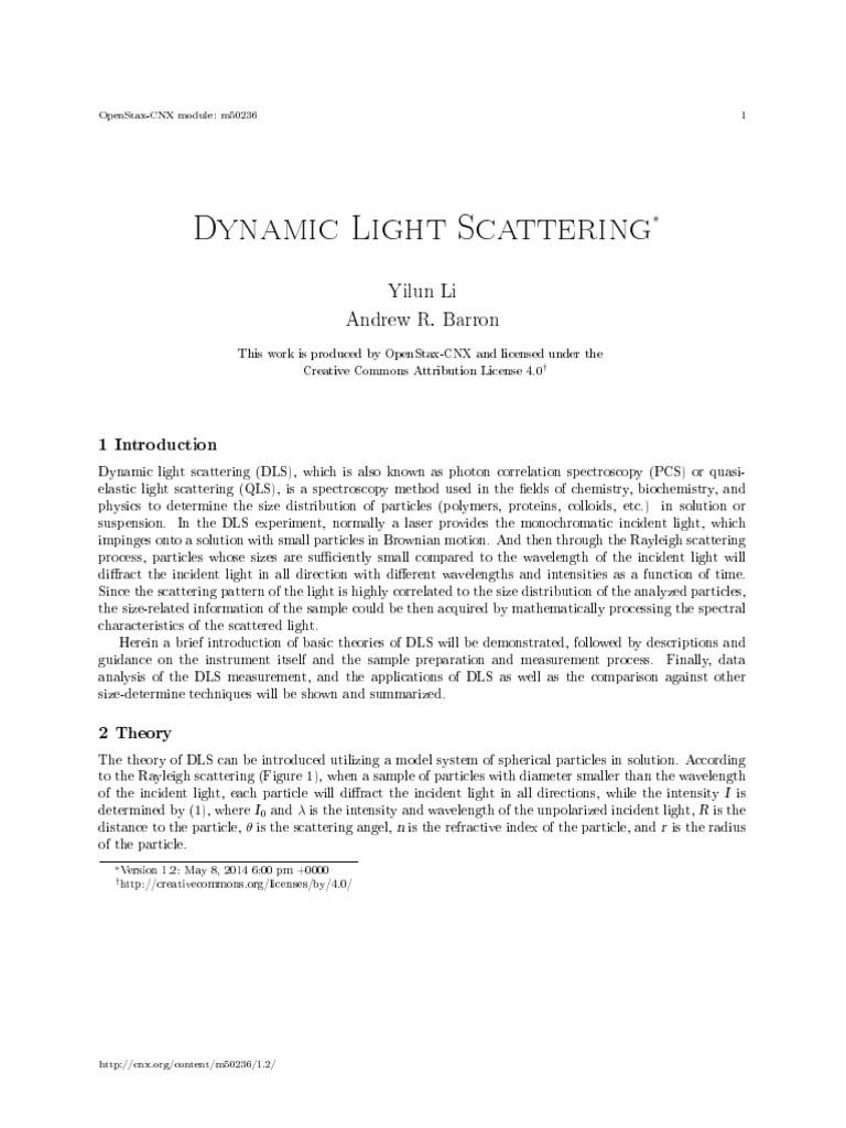 DLS Dynamic-Light-Scattering Teoria PDF | PDF | Applied And ...