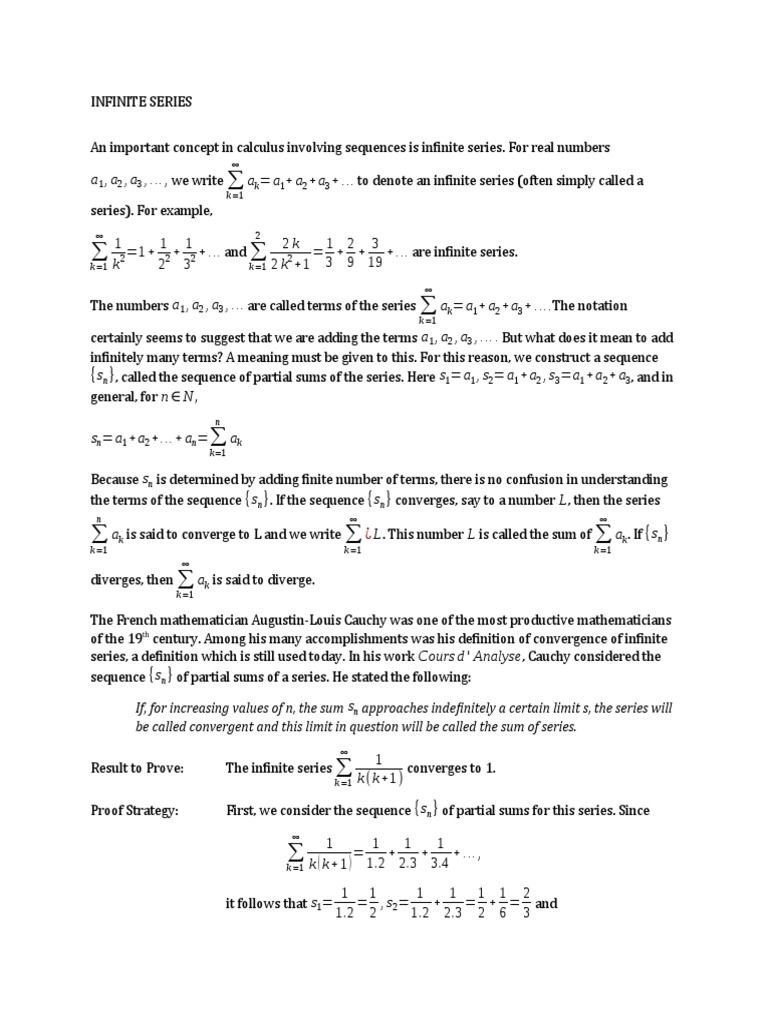 Infinite Series | PDF | Series (Mathematics) | Sequence