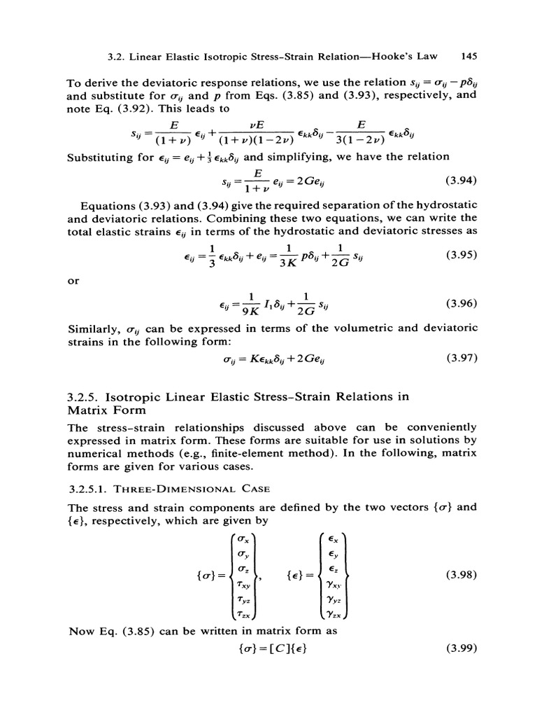 E Ve E (1+v) (1+v) (1-2v) 3 (1 - 2v) : 3.2. Linear Elastic Isotropic ...