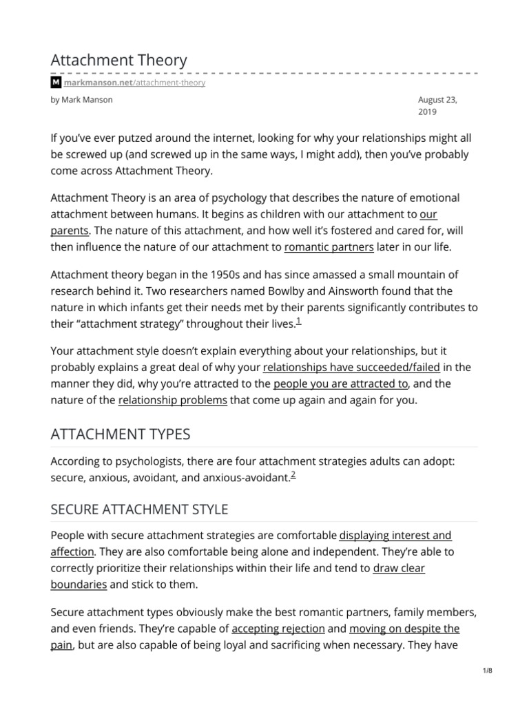 Attachment Theory | PDF | Attachment Theory | Interpersonal Relationships