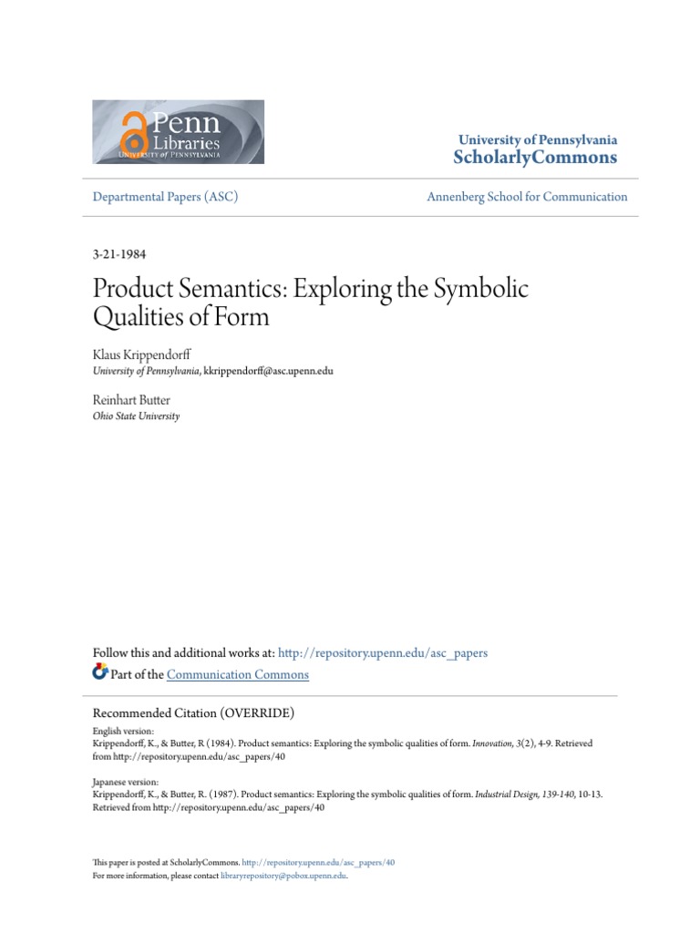Product Semantics - Krippendorff | PDF