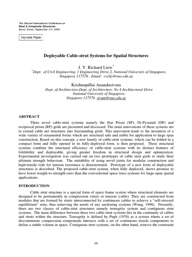Deployable Cable-Strut Systems For Spatial Structures | PDF | Truss ...