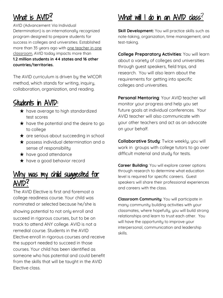 Avid Brochure Vertical | Download Free PDF | Tutor | College