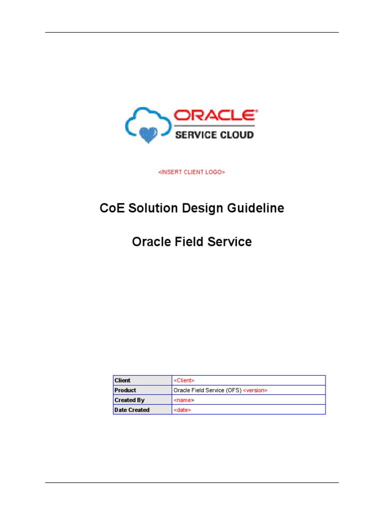 Coe Solution Design Guideline Oracle Field Service | PDF | Application ...