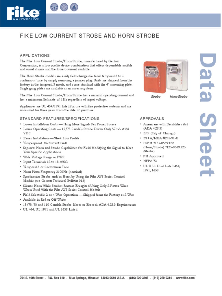 Fike Low Current Strobe and Horn Strobe | Download Free PDF | Rectifier ...