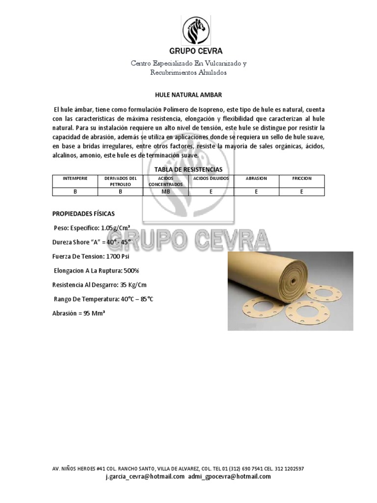 Ficha Tecnica Hule Ambar | PDF