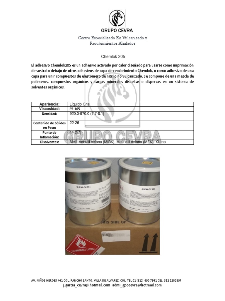 Adhesivo Chemlok 205: Características y Usos | PDF