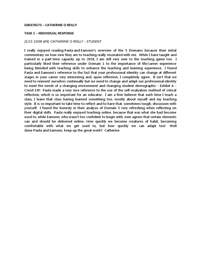 Task 1 - Individual Response | PDF