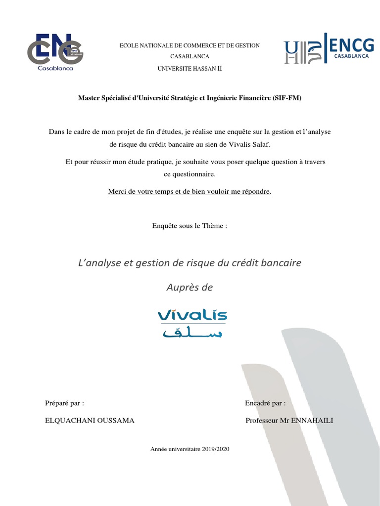 Questionnaire Pfe Converti | PDF | Crédit | Finance et gestion monétaire