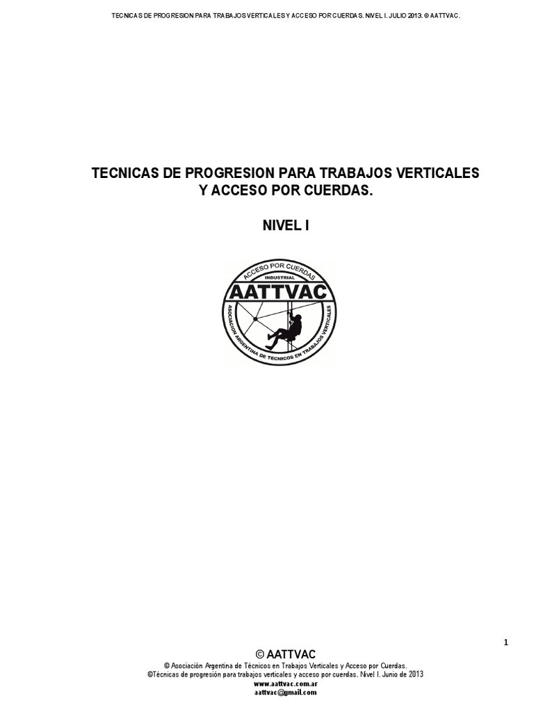 Tecnicas de Progresion Por Cuerdas. Nivel 1. Aattvac | PDF | Alpinismo | Ascensor