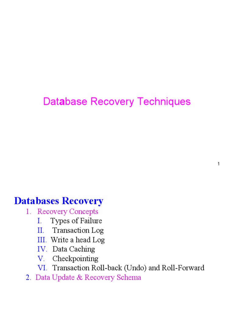 Database Recovery Techniques | PDF | Database Transaction | Cache (Computing)