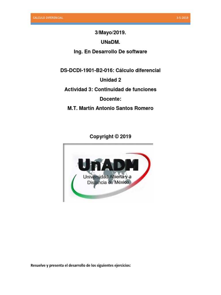 3/mayo/2019. Unadm. Ing. en Desarrollo de Software: Calculo Diferencial ...