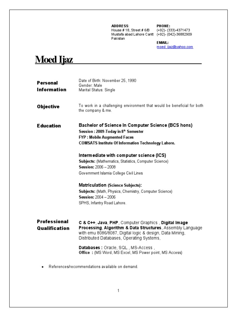 Moed Ijaz CV | PDF