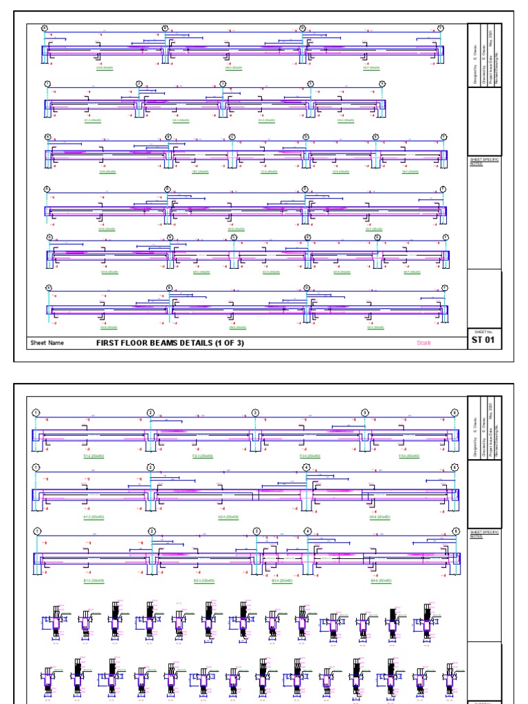 First Floor Beams Details (1 of 3) : Sheet Name | PDF