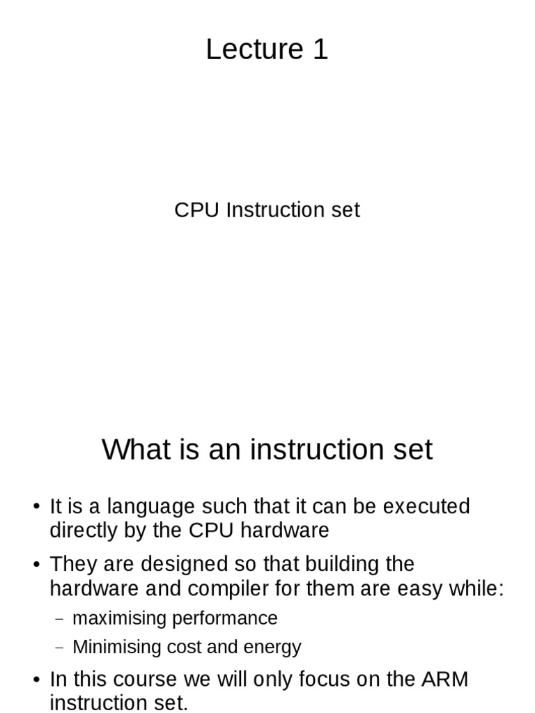 CPU Instruction Set | PDF | Arm Architecture | Central Processing Unit