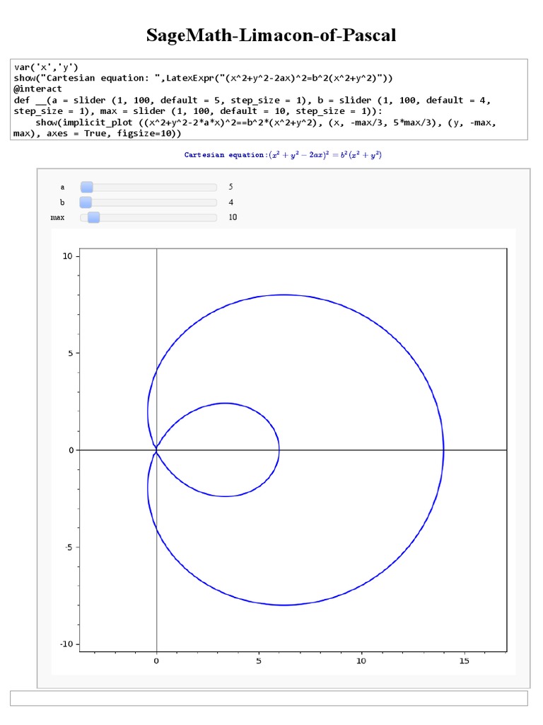 Sagemath-Limacon-Of-Pascal: A 5 B 4 Max 10 | PDF