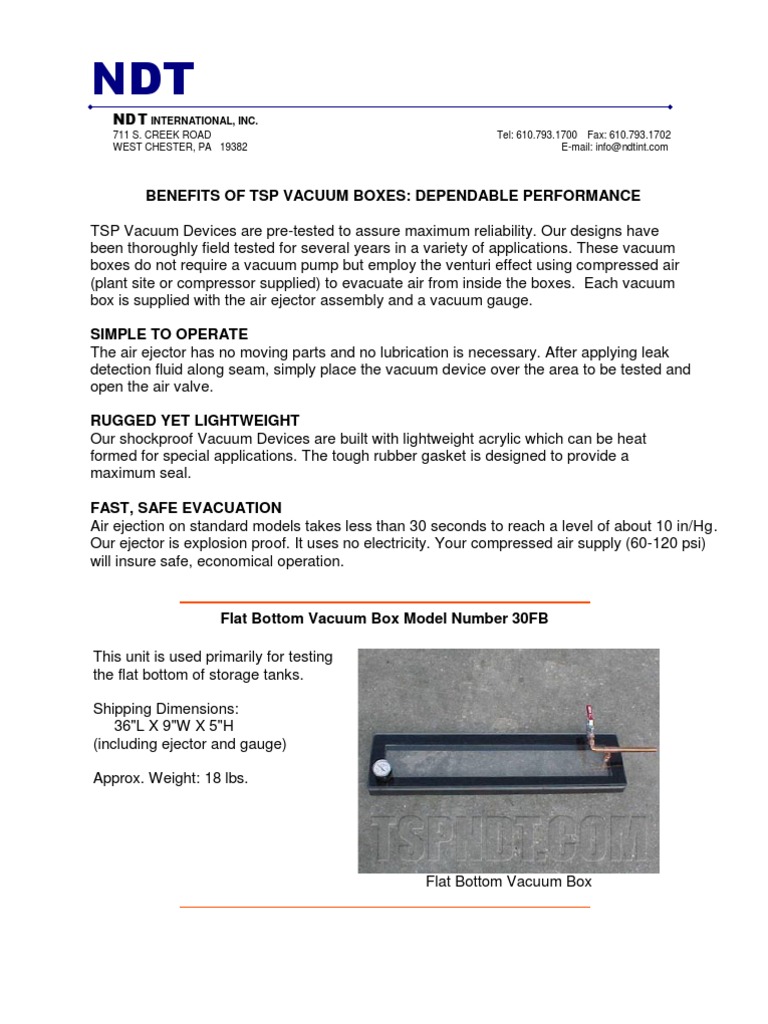 Vacuum Boxes Test | PDF | Vacuum | Gases