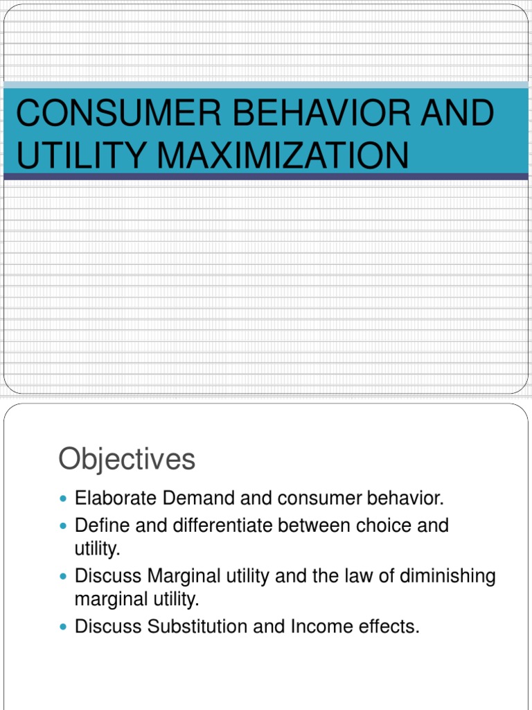 Week 1, Module #1 - Consumer Behavior and Utility Maximization | PDF | Utility | Marginal Utility