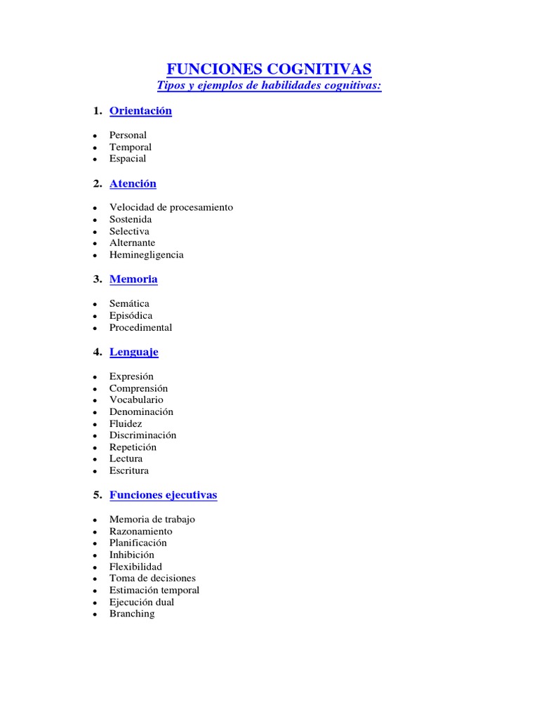 Funciones Cognitivas | PDF