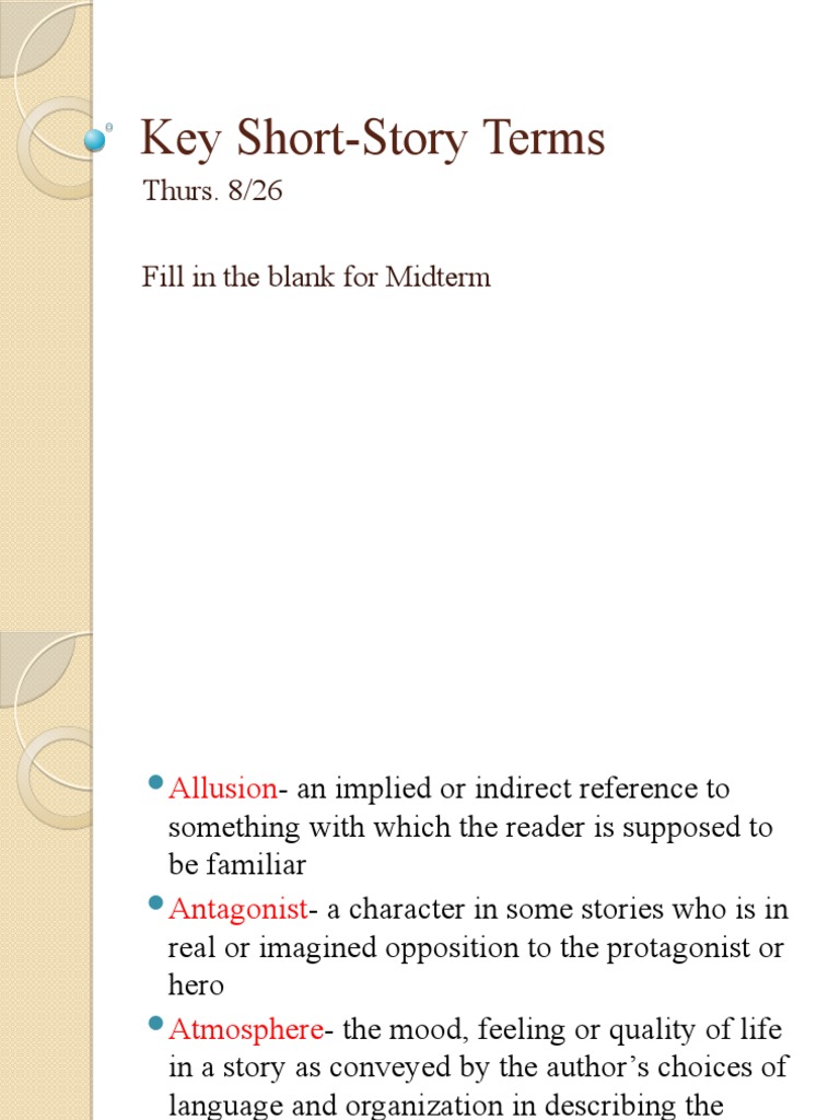 Key Short-Story Terms: Thurs. 8/26 Fill in The Blank For Midterm | PDF ...