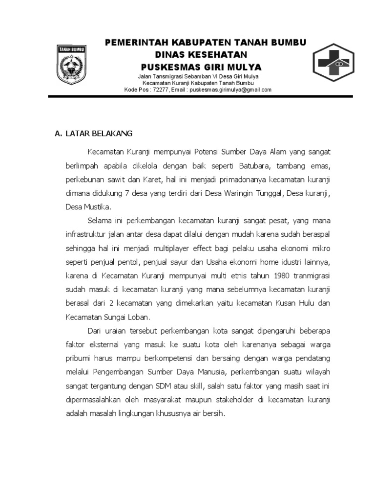 Proposal Tandon Air Poskesdes | PDF