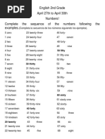 English Numbers 1 To 100 Worksheet | PDF