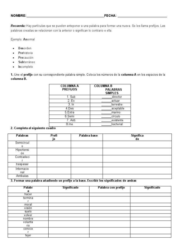 Guía de Prefijos y Sufijos en Español | PDF
