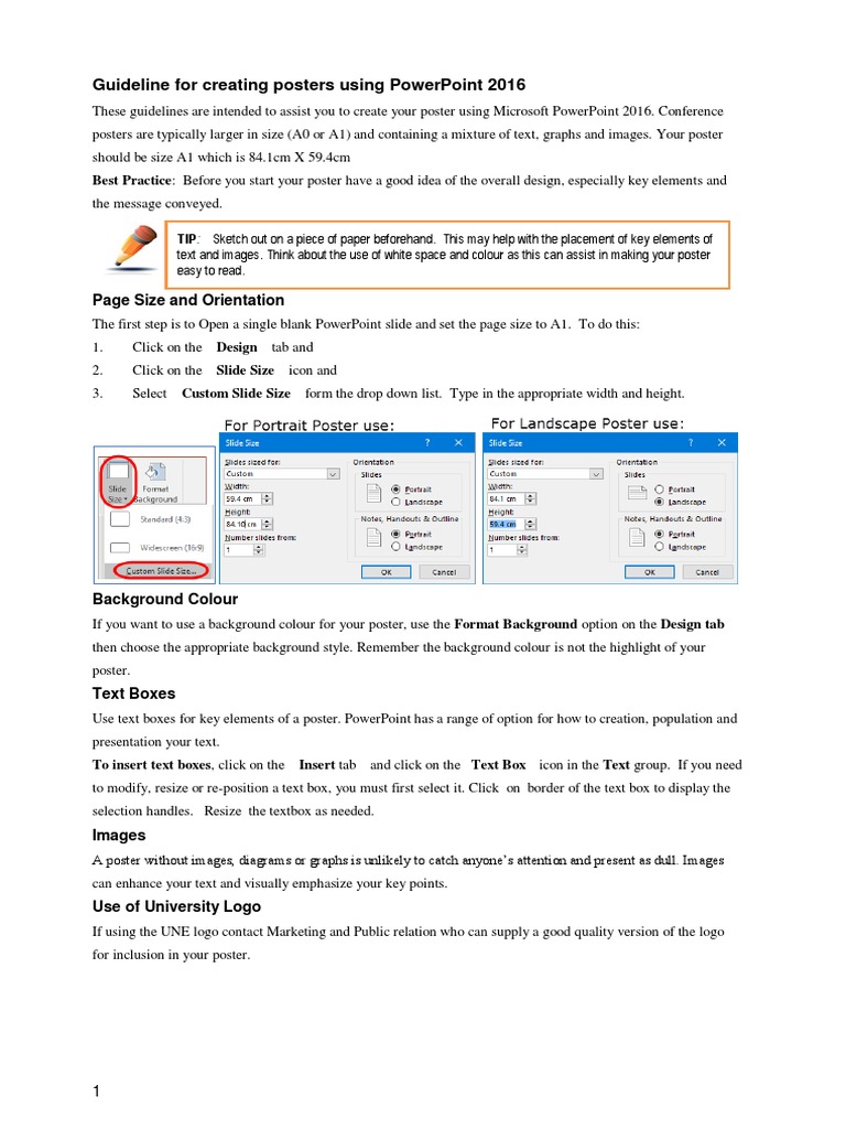 Guideline For Creating Posters Using Powerpoint 2016: Page Size and ...