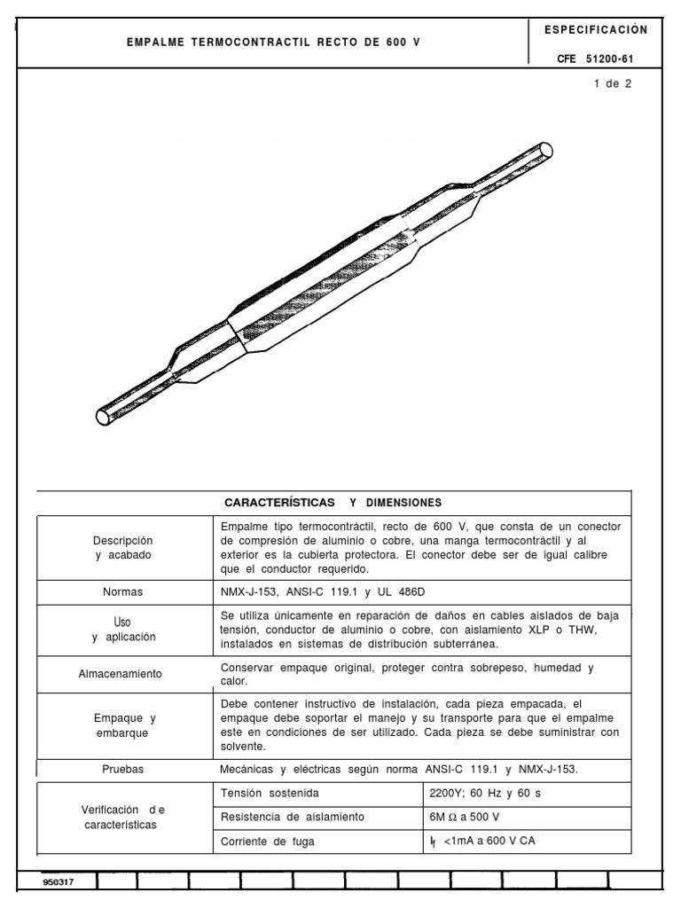 Empalme Termocontractil UL 486D | PDF | Cobre | Electromagnetismo