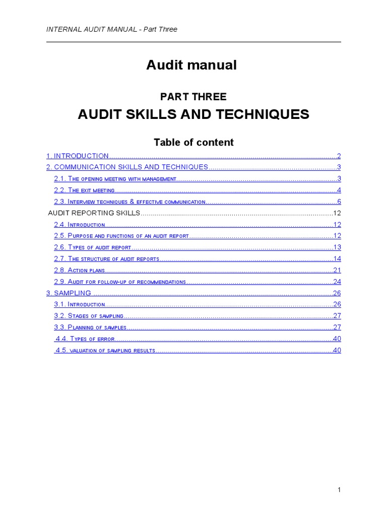 Audit Manual: Part Three | PDF | Internal Audit | Audit