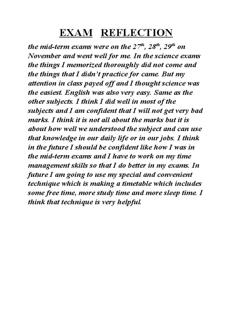 Exam Reflection | PDF