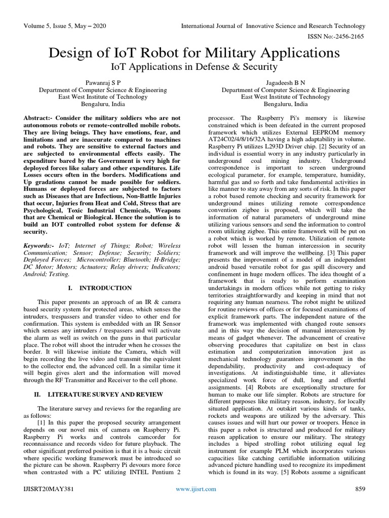 Design of IoT Robot For Military Applications IoT Applications in ...