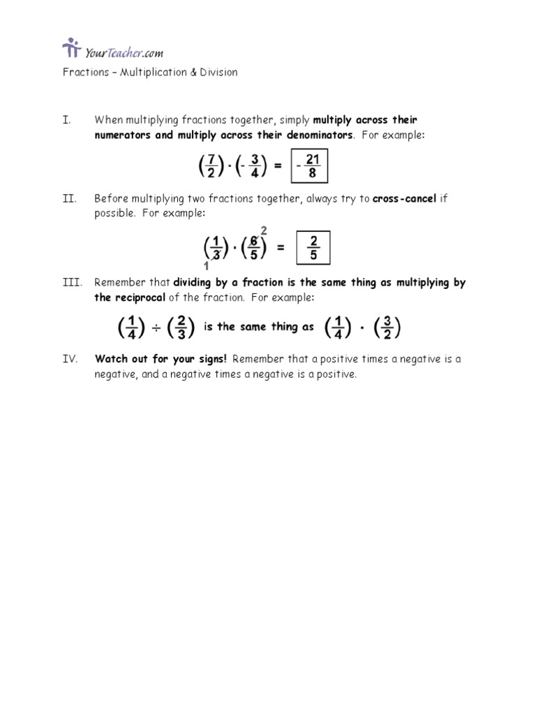 Multiplying and Dividing Fractions Guide | PDF | Fraction (Mathematics ...