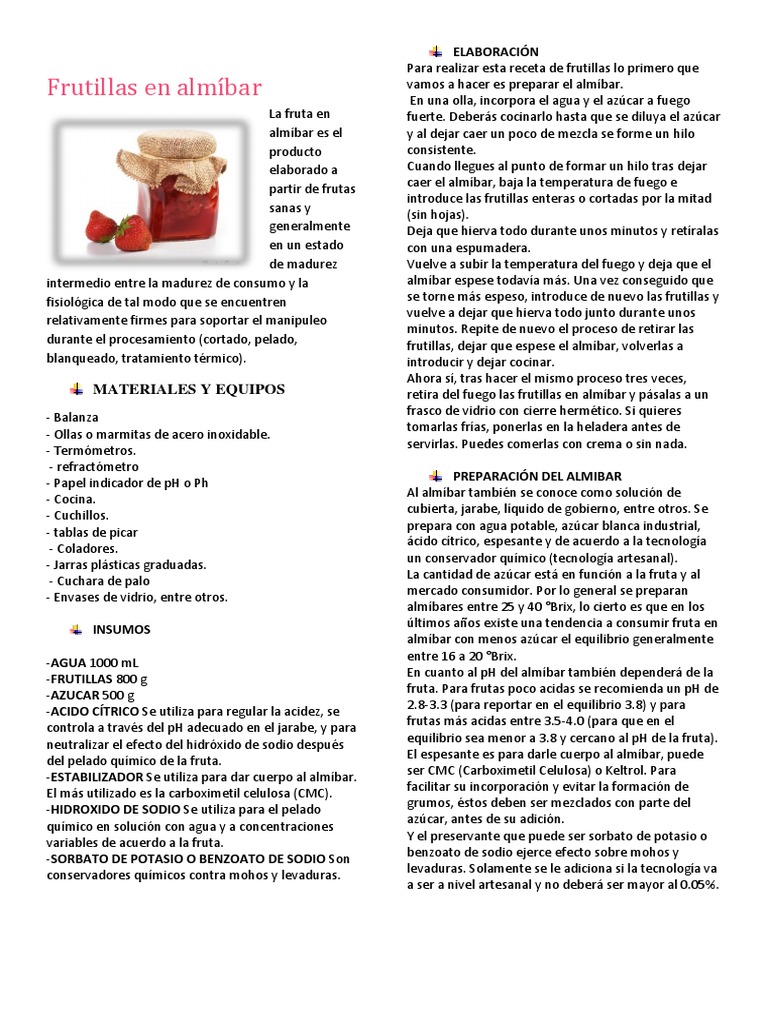 Frutillas en Almíbar | PDF | Ph | Concentración