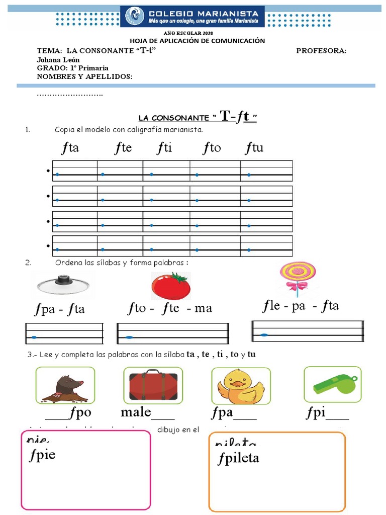 FICHA DE LA CONSONANTE T | PDF