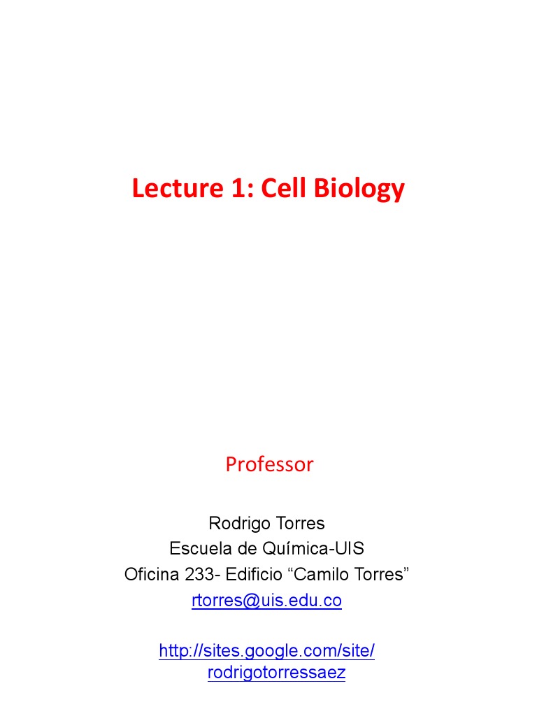 Lecture 1-Cell Biology | PDF | Biophysics | Zoology