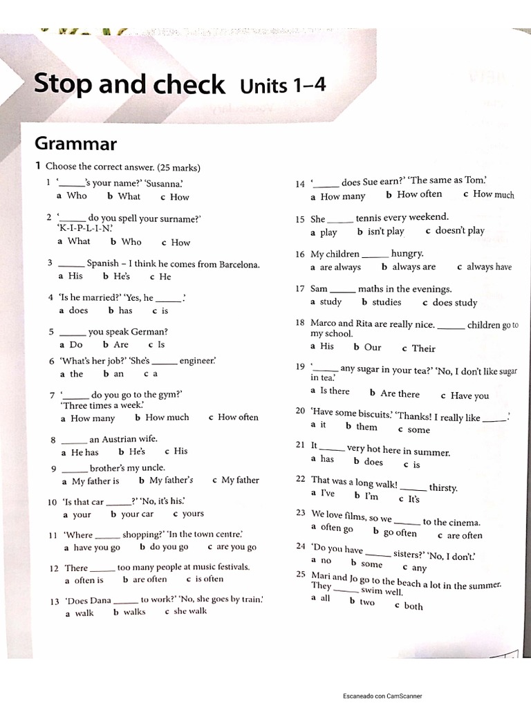 Stop and Check Units 1-4 | PDF