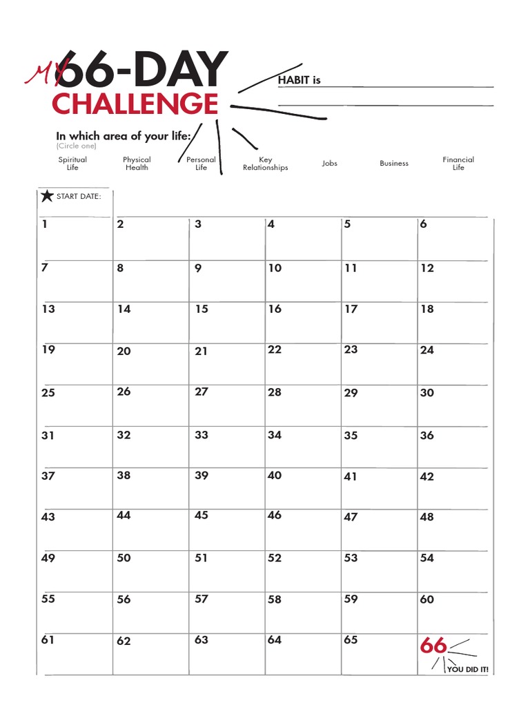 66 Day Challenge Calendar | PDF