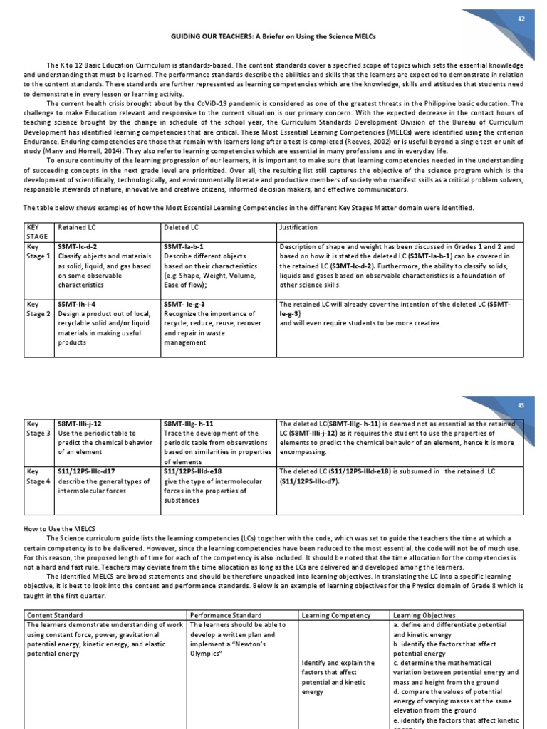 Using Science MELCs in Teaching | PDF | Potential Energy | Kinetic Energy