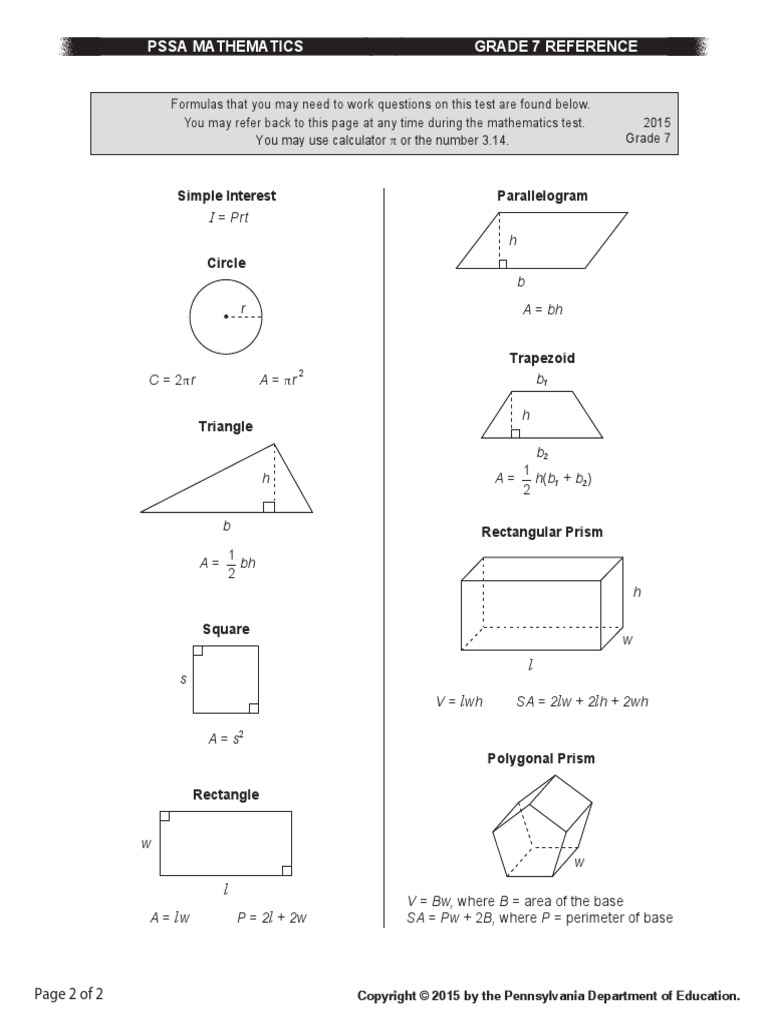 7th Grade Reference Sheet | PDF | Convex Geometry | Polytopes