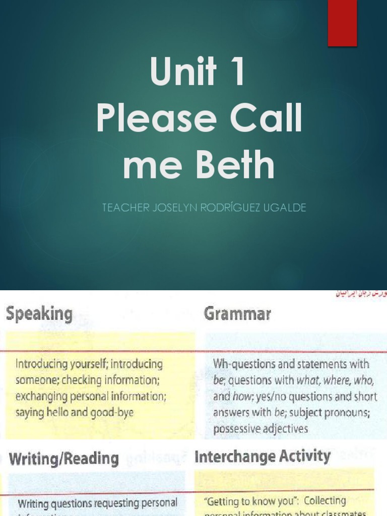 Unit 1: Introducing Yourself | PDF | Language Arts & Discipline