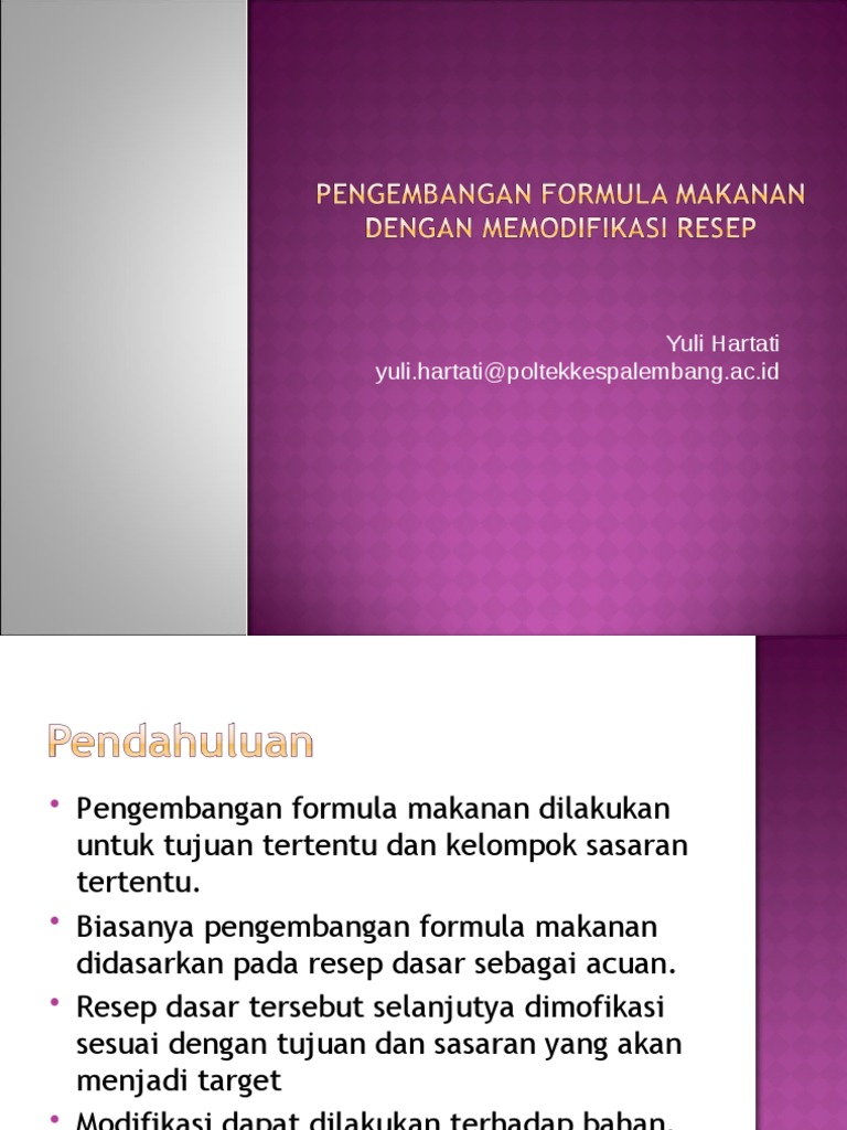Pengembangan Formula Makanan Dengan Memodifikasi Resep | PDF ...