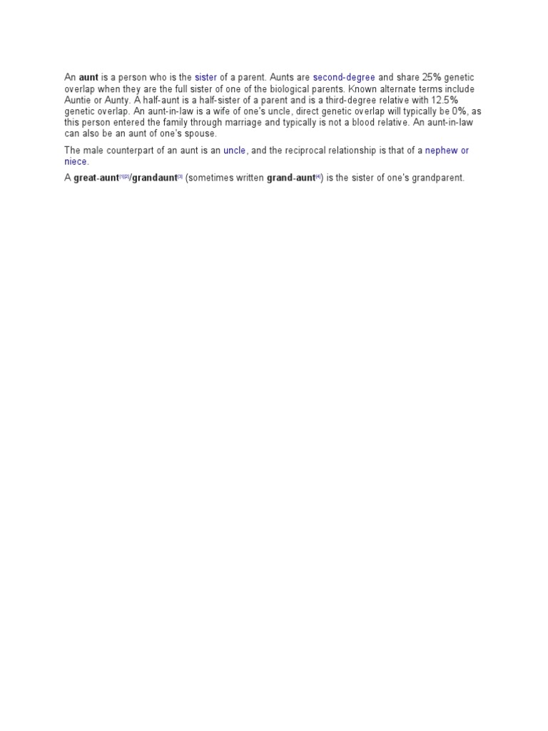 What is an Aunt? Types of Aunts Explained | PDF