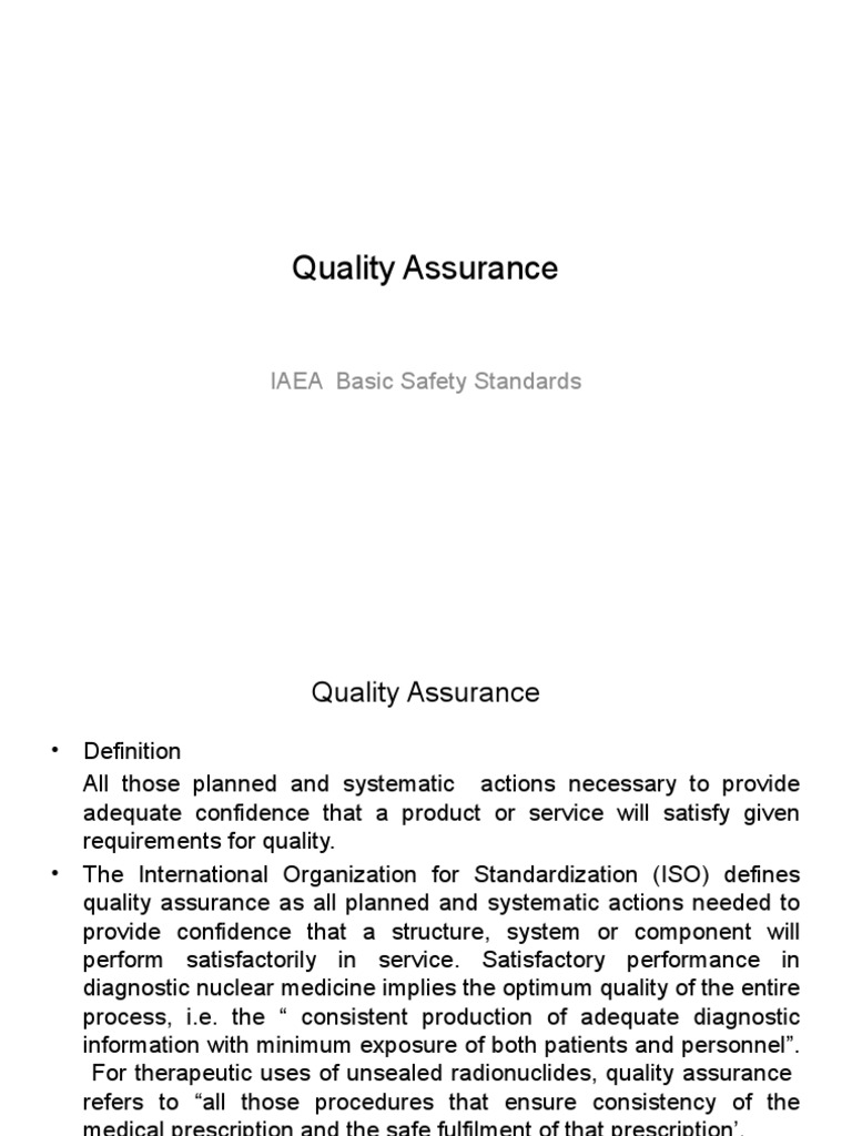 Quality Assurance: IAEA Basic Safety Standards | PDF | Nuclear Medicine ...