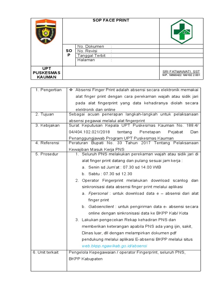 Sop Absensi Finger Print | PDF