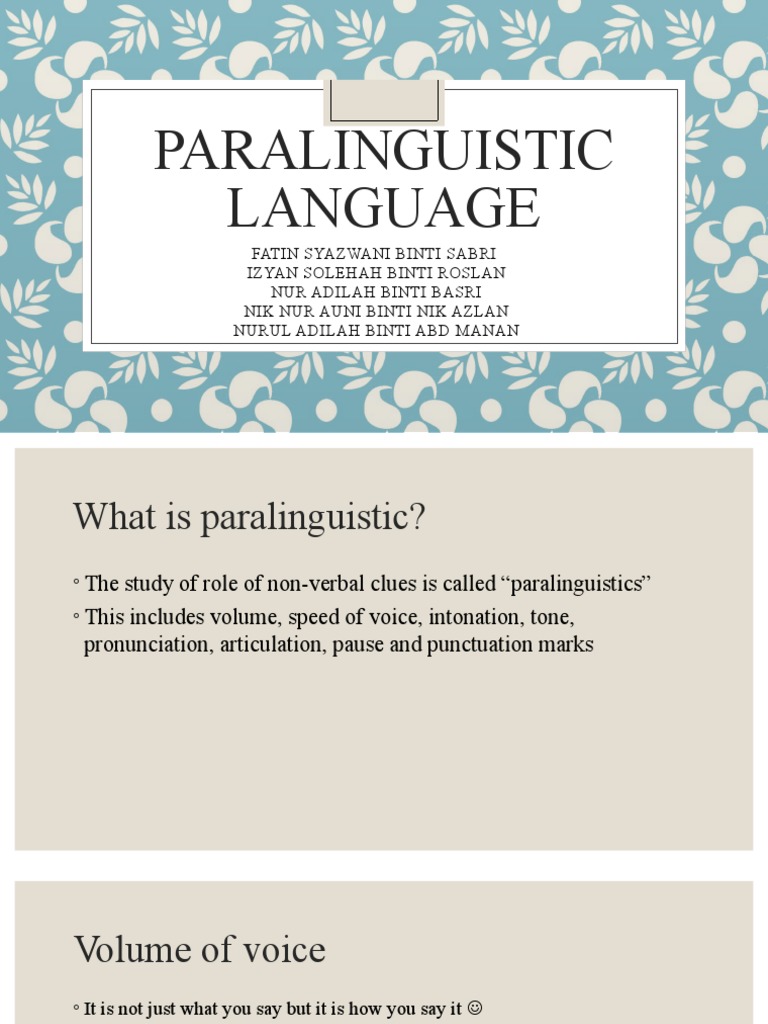 Paralinguistic Language | PDF